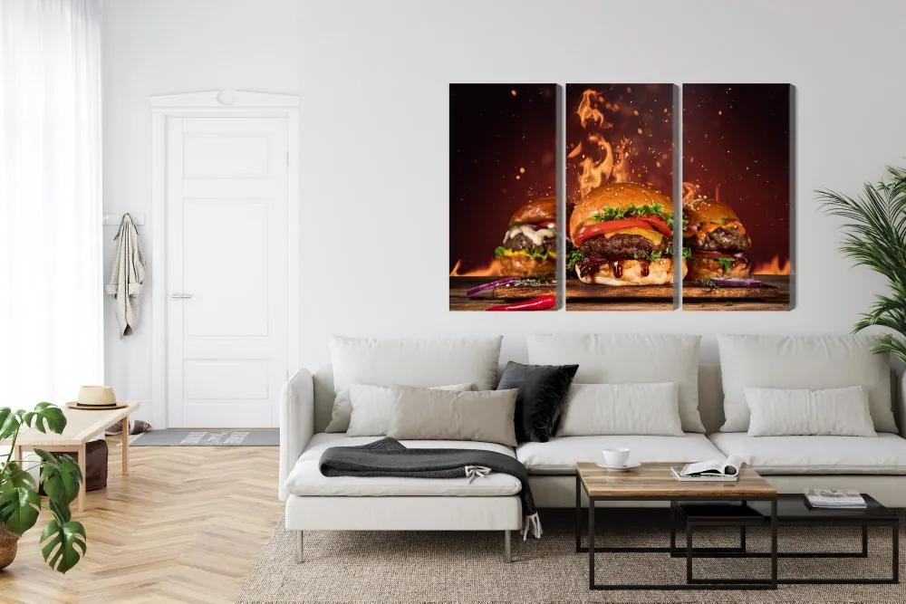 Vícedílný obraz Chutné Hamburgery Nedostatek Nedostatek Přírodní plátno 60x40