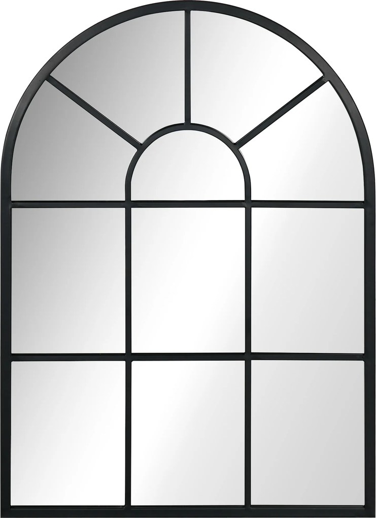 HOMCOM nástěnné zrcadlo okenní zrcadlo 70 x 50 cm dekorativní s kovovým rámem, závěsné zrcadlo do obývacího pokoje ložnice v černé barvě | Aosom.de