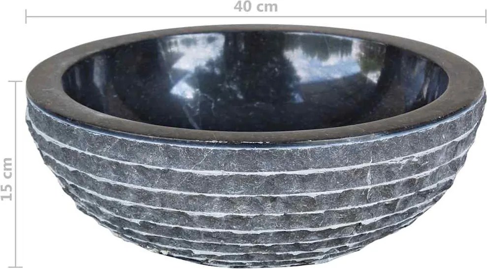 Umyvadlo mramorové 40 cm černé 242672
