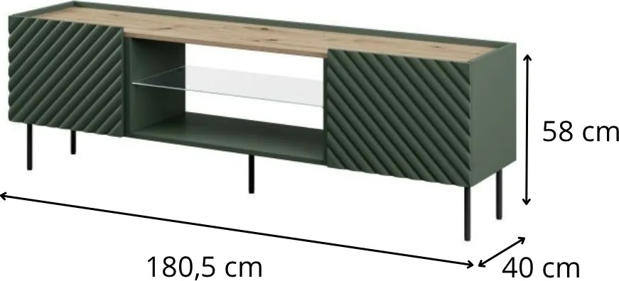 TV stolek Onda 180,5 cm zelený/dub artisan