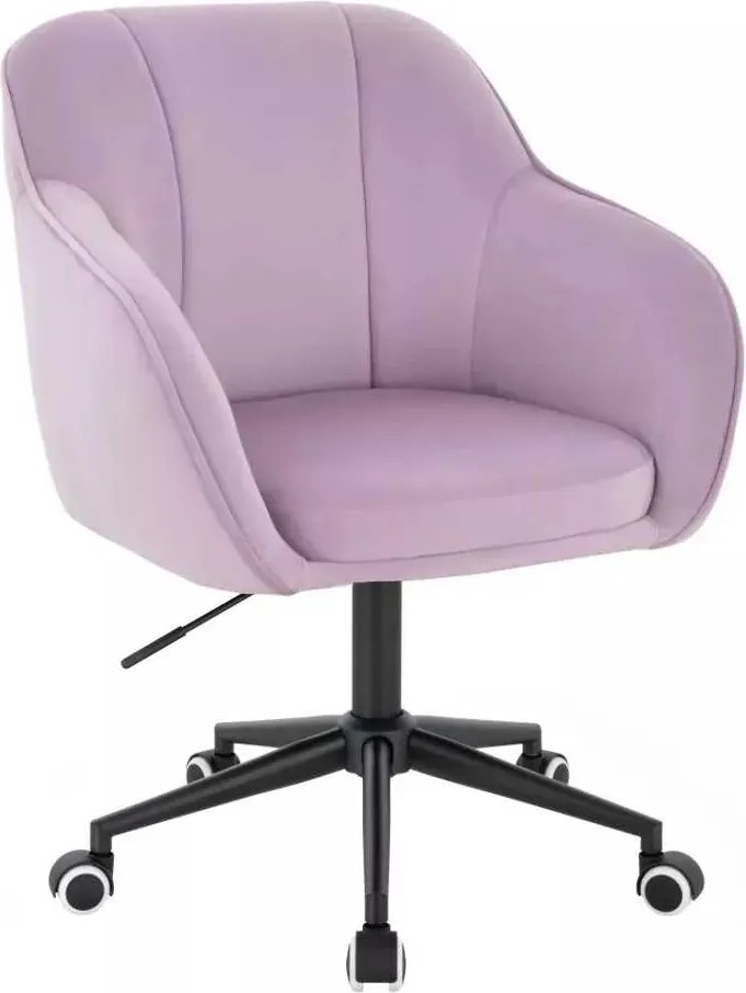LuxuryForm DESIGN Otočná židle AVOLA VELUR na černé podstavě s kolečky - levandule