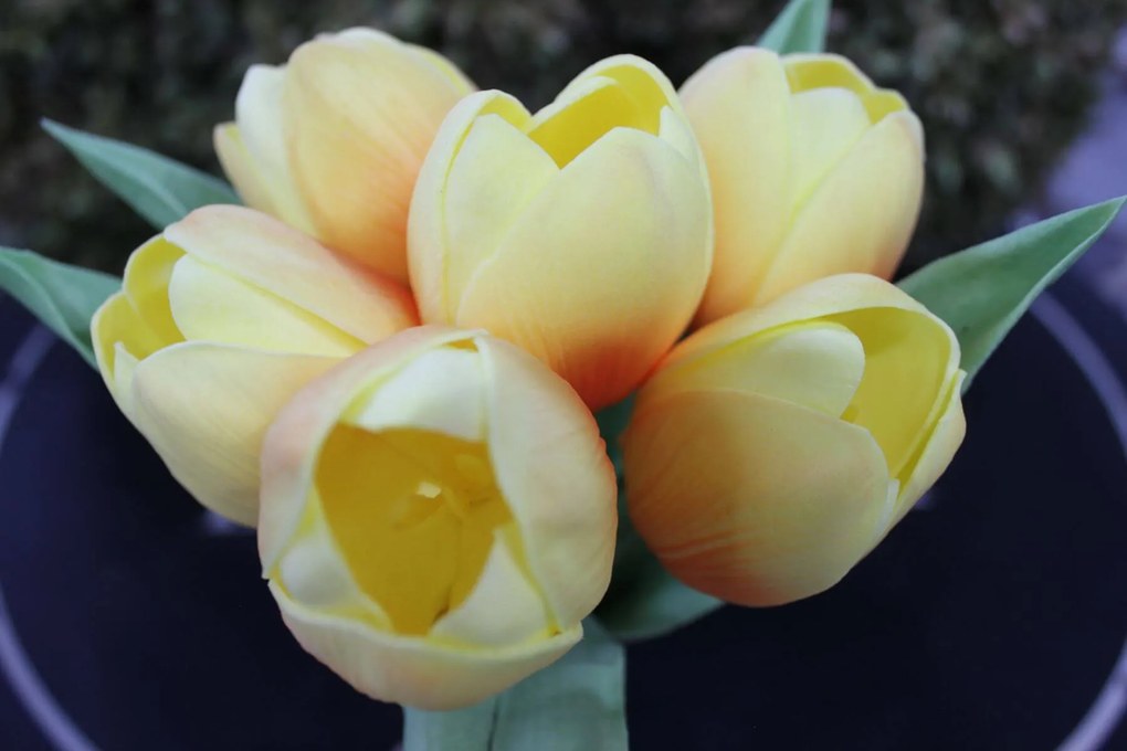 Žlutá umělá kytička tulipánů 29cm