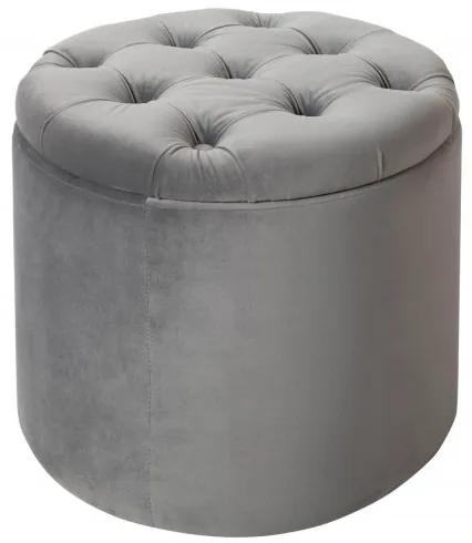 Stolička Modern Barock Storage 50cm sametově stříbrná / 40735