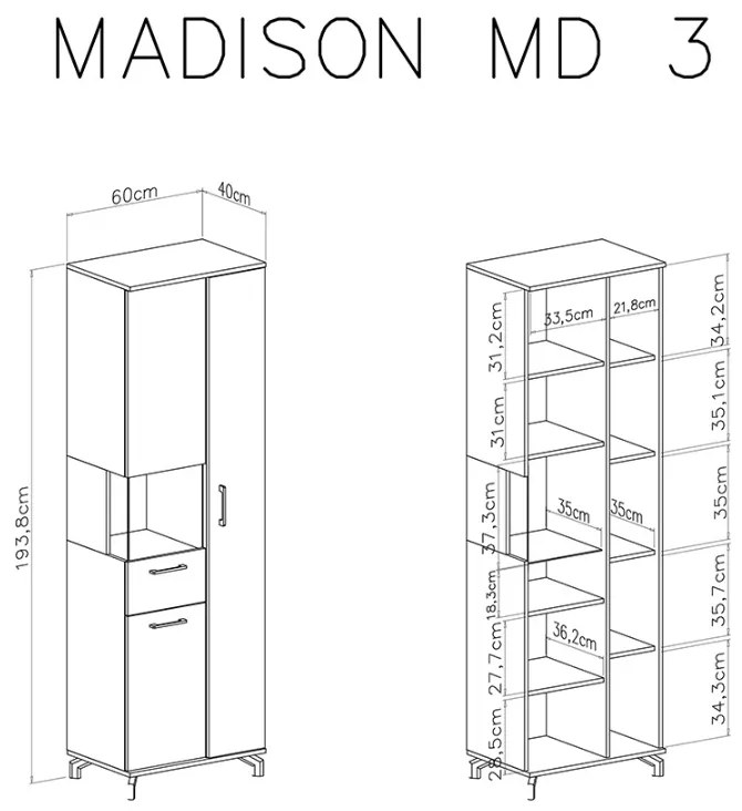 Meblar Obývací sestava Madison CH Barva: dub piškotový / černá