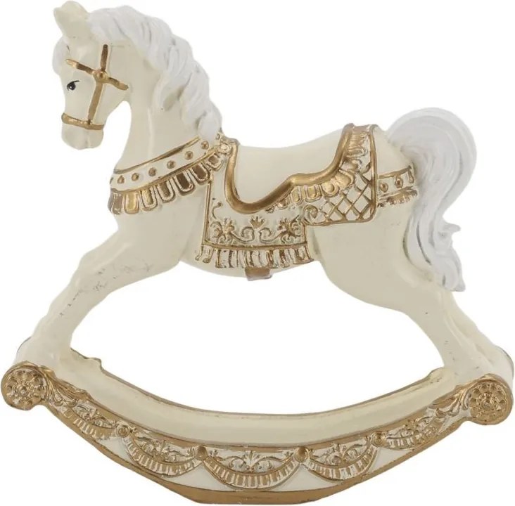 Houpací koník Noël z polyresinu v odstínu antique krémová – 12*3*11,5 cm