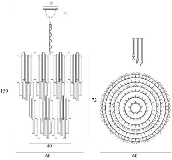 MAXLIGHT P0283 - Lustr na řetězu VOGUE 16xE14/40W/230V pr. 60 cm zlatá