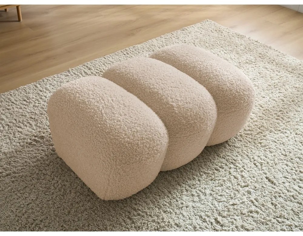 Béžová podnožka z textilie bouclé Hippolyte – Bobochic Paris