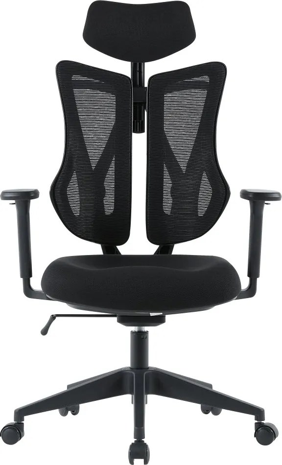 Kancelářská ergonomická židle MORA — síť / látka, černá