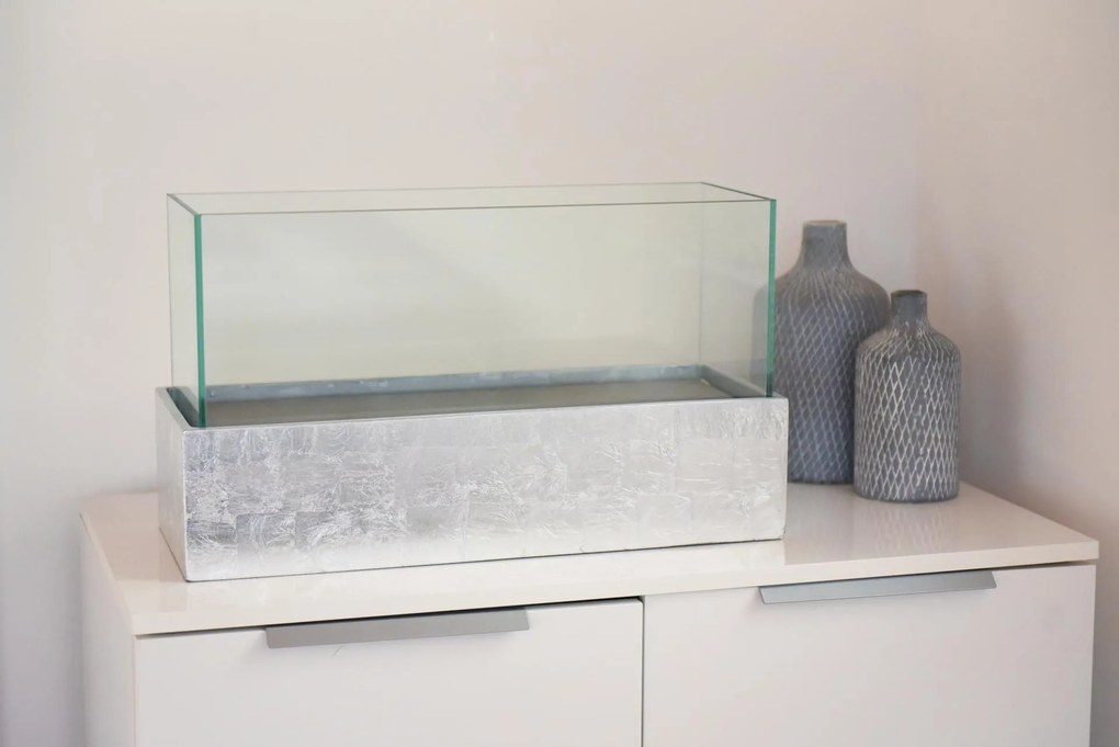 Dekorační svícen CANDELITO, sklolaminát, šířka 50 cm, stříbrný lesk