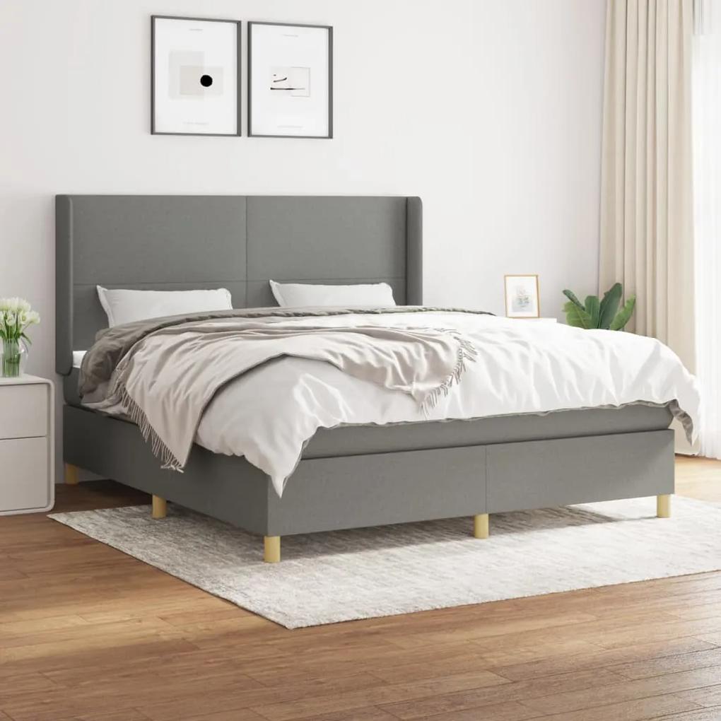 Box spring postel s matrací tmavě šedá 160x200 cm textil,  3131842