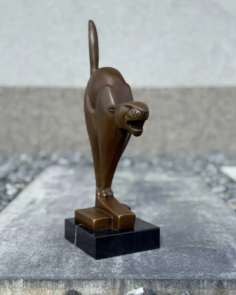 Bronzová socha Kočka – art deco zvířecí figurka