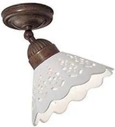 Il Fanale 065.23.OC Fior di Pizzo, stropní svítidlo v rustikálním stylu z antické mosazi a keramiky, 1x46W E27, prům.18cm