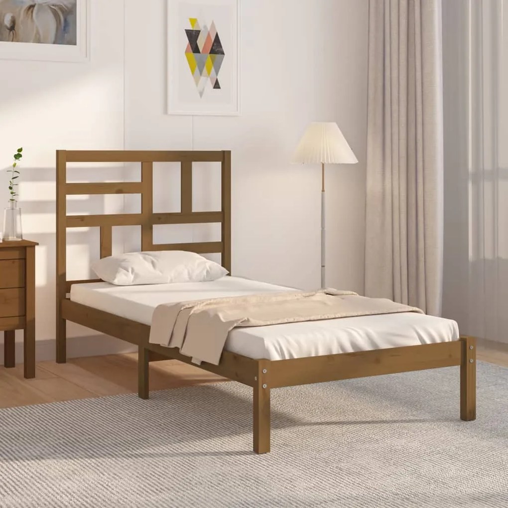 Rám postele medově hnědý masivní dřevo 75 x 190 cm Small Single,  3105913