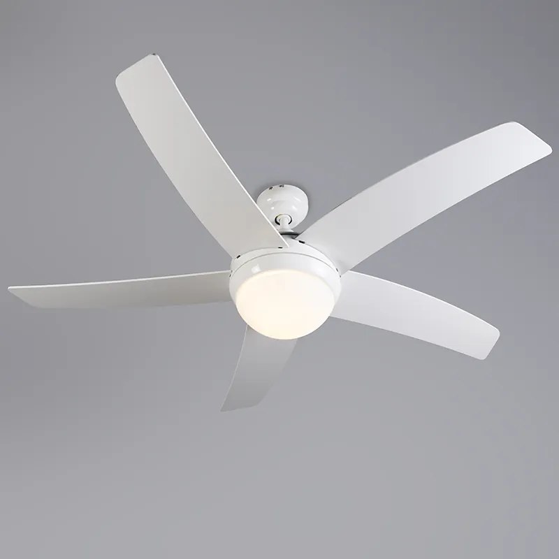Stropní ventilátor bílý s potiskem dřeva 132 cm s dálkovým ovládáním - Cool