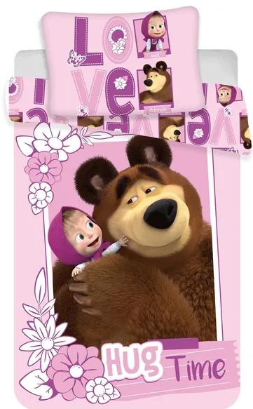Jerry fabrics Disney povlečení do postýlky Máša a medvěd "Love" baby 100x135 + 40x60 cm