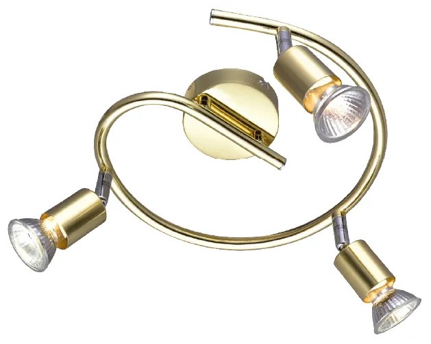 ACA DECOR Stropní bodové svítidlo TRINITY 3xGU10, zlatá barva, průměr 25,6 cm