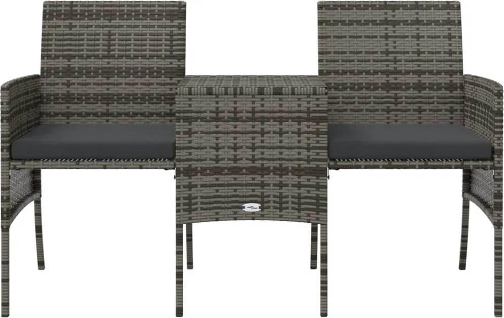 Zahradní pohovka 2místná se stolkem a taburety šedá polyratan 317627