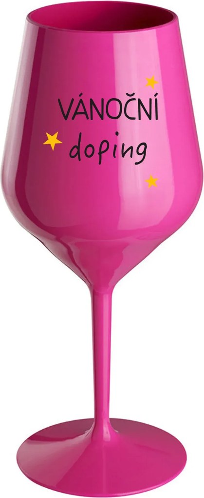 VÁNOČNÍ DOPING - růžová nerozbitná sklenice na víno 470 ml