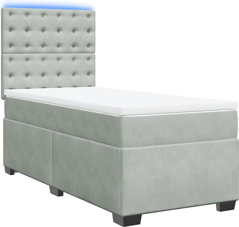 Box spring postel s matrací světle šedá 80 x 200 cm samet 3293074