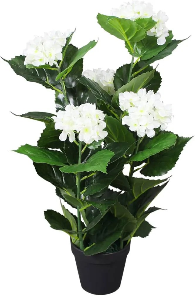 Umělá rostlina hortenzie s květináčem 60 cm bílá 244441