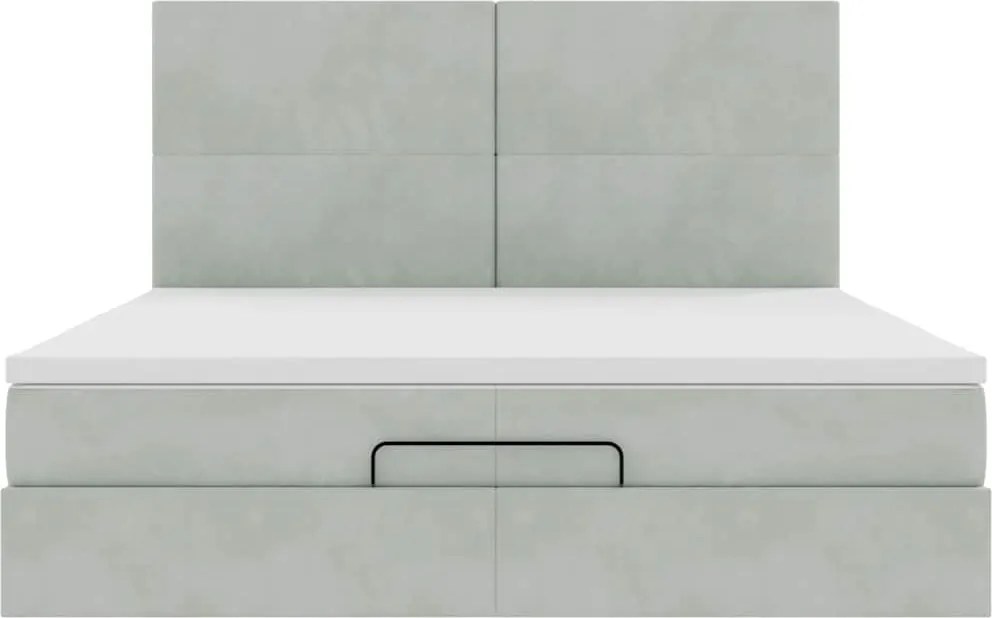 Osmanský rám postele s matracíes světle šedá 200x200cm samet 3313421