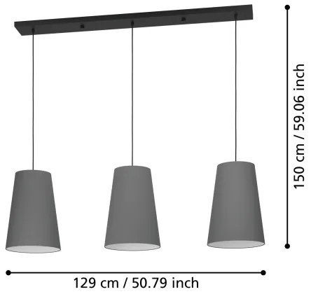 Eglo 390136 - Lustr na lanku PETROSA 3xE27/40W/230V šedá