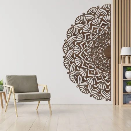 Vyřezávaná dřevěná dekorace na zeď poloviční mandala | SENTOP HDF0371