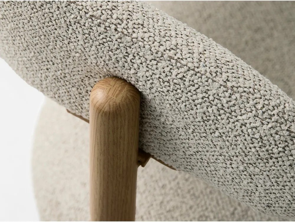 Krémové/v přírodní barvě čalouněné jídelní křeslo s područkami Frances – Unique Furniture