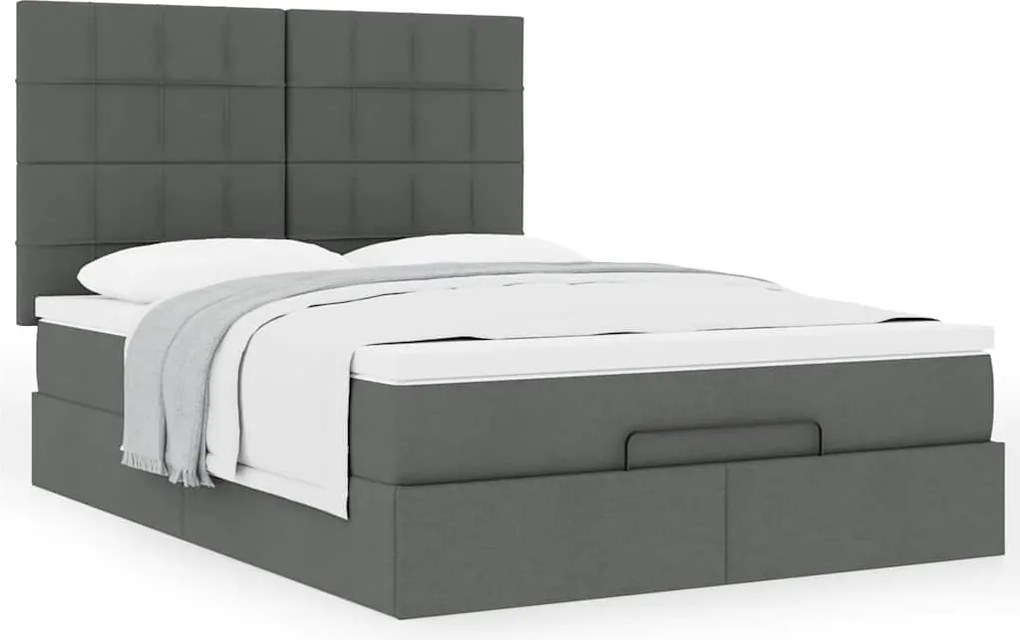 Osmanský rám postele s matrací tmavě šedá 140x190cm textil 3313155