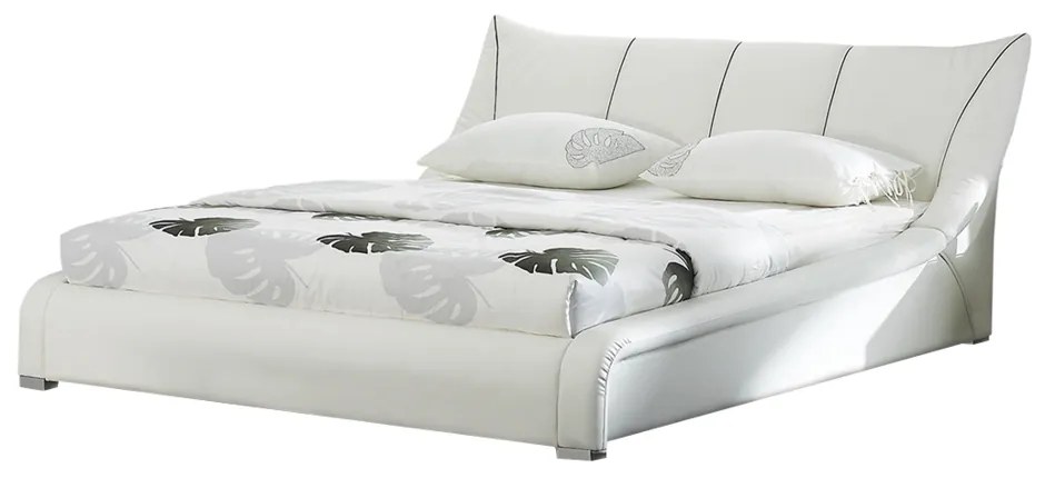 Vodní kožená postel bílá s příslušenstvím 160x200 cm NANTES