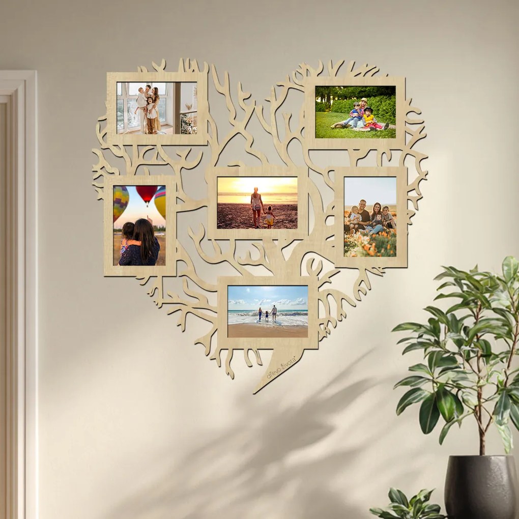dřevo života Dřevěný fotorámeček Srdcový strom II Zvolte barvu dekoru: Wenge, Velikost fotografie: 13x18