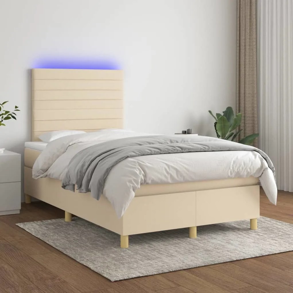 vidaXL Box spring postel s matrací a LED 120 x 200 cm textil [3135504] Barva: tmavě hnědá