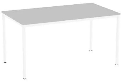 No brand  Jídelní stůl Versys s bílým podnožím RAL 9003, 140 x 80 x 74,3 cm, světle šedý