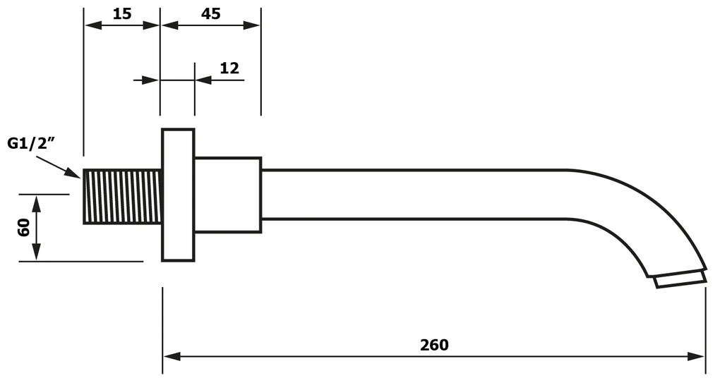 Sapho nástěnná výtoková hubice 260 mm chrom CR260CRO