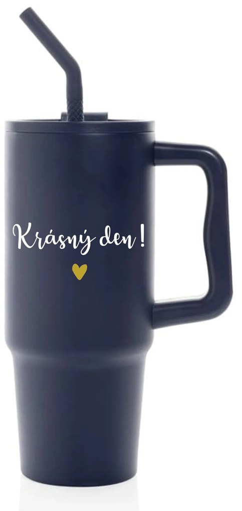 KRÁSNÝ DEN - modrý cestovní termohrnek 900 ml