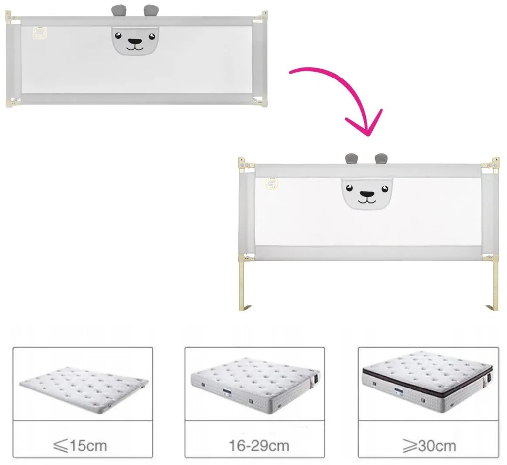 Zábrana na postel pro bezpečný společný spánek Šířka: 180 cm
