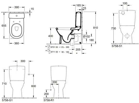 Villeroy & Boch 56581001 - WC kombi O.NOVO keramika/bílá