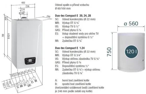 BAXI sestava DUO-TEC COMPACT E 1.24 + zásobník 120l, A7722085