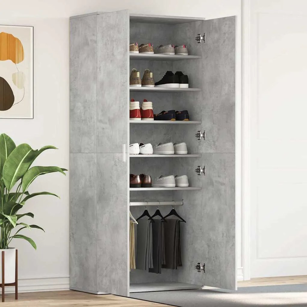 Skříň na obuv 80 x 39 x 178 cm Kompozitní dřevo Betonově šedá 3333869