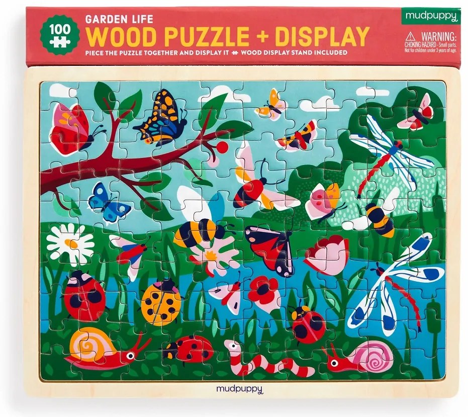 Mudpuppy Dřevěné puzzle Život na zahradě 100 dílků