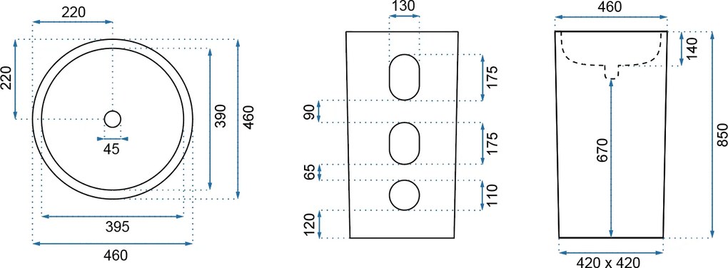 Rea Estera volně stojící umyvadlo, 82 x 46 cm, bílá, REA-U0756