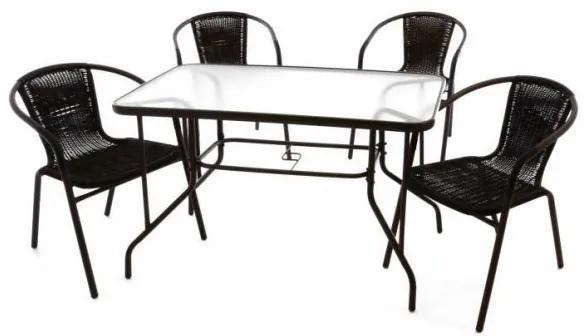 Zahradní set polyratanové 4 židle a skleněný stůl OEM D37023