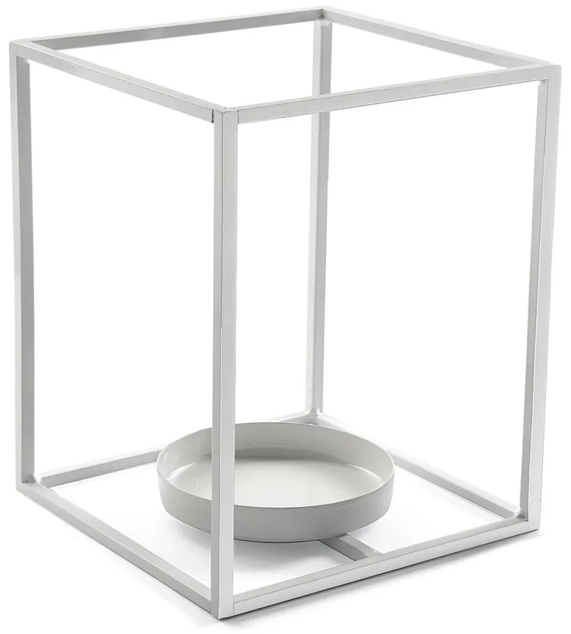BonamiBílý svícen VERSA Cube, výška 20 cm