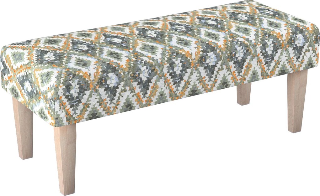 Dlouhá lavička 100x40cm barva modrá látka pletený vzor, vzorované