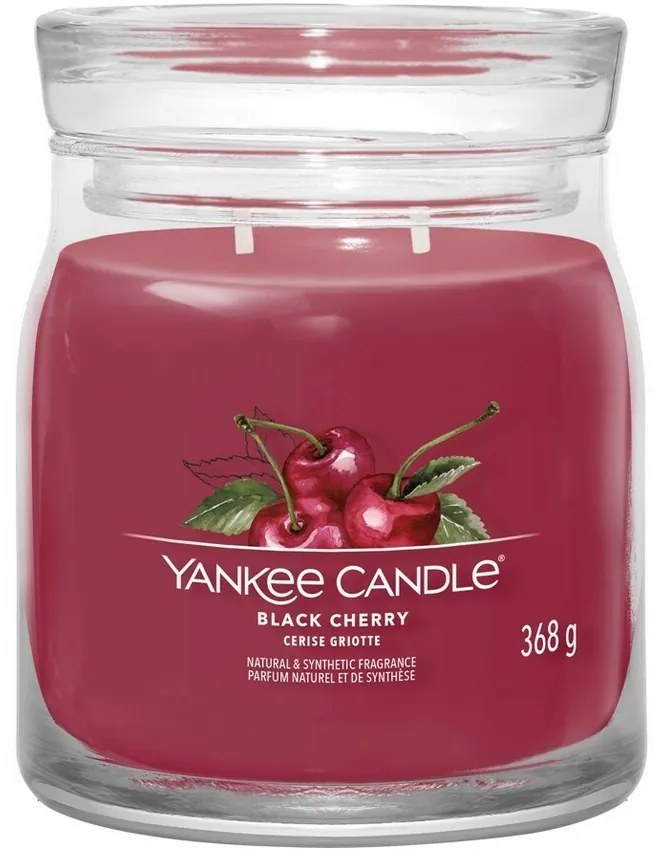 Yankee Candle vonná svíčka Signature ve skle střední Black Cherry, 368 g