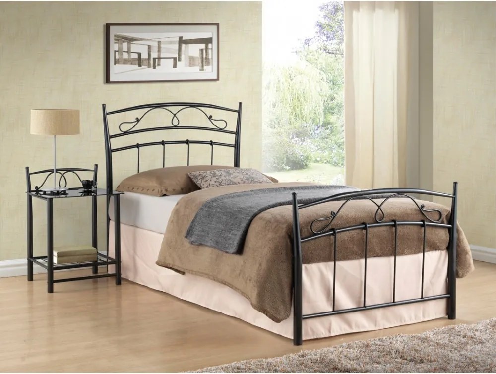 Kovová postel -  jednolůžko CS4017, 90x200, černá KN nábytek