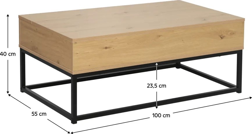 Konferenční stolek, dub/černá, LIVINA