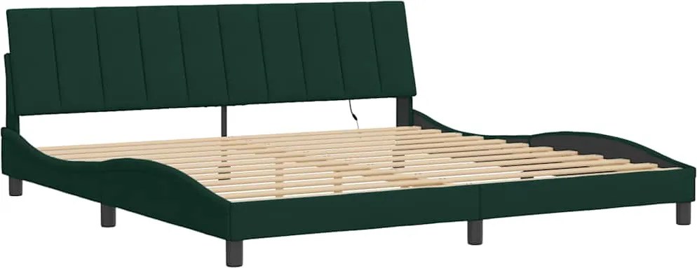 Rám postele s LED osvětlením bez matrace Hanko tmavě zelený 200 x 200 cm samet 3213802