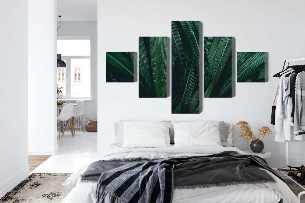 Vícedílný obraz Tmavě Zelené Listy Na Makro Stupnici Nedostatek Nedostatek Plátno Canvas 250x150