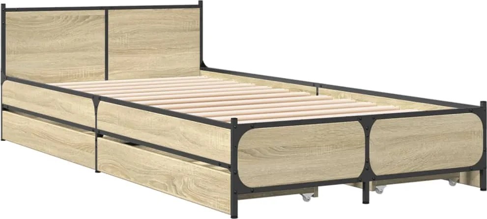 Rám postele se zásuvkami dub sonoma 75x190 cm kompozitní dřevo 3279973
